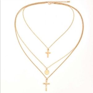 Jewelry | Gold Layered Double Cross Coin Necklace Set | Poshmark
